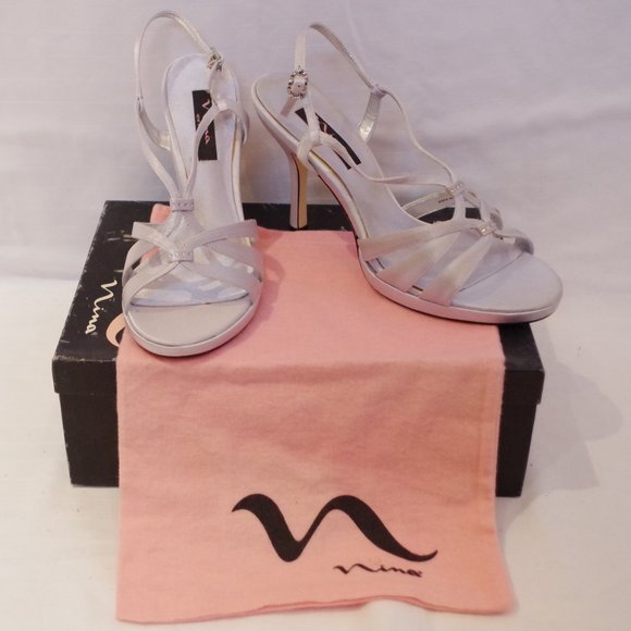 Nina | Shoes | Nina Ginnie Silver Slingback Strappy Heeled Sandal New ...